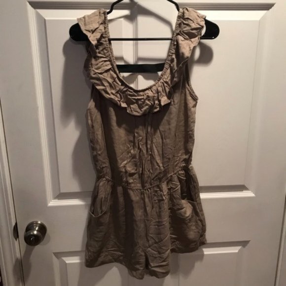 Forever 21 | Pants & Jumpsuits | Forever 2 Romper Ruffle Frilly Khaki ...